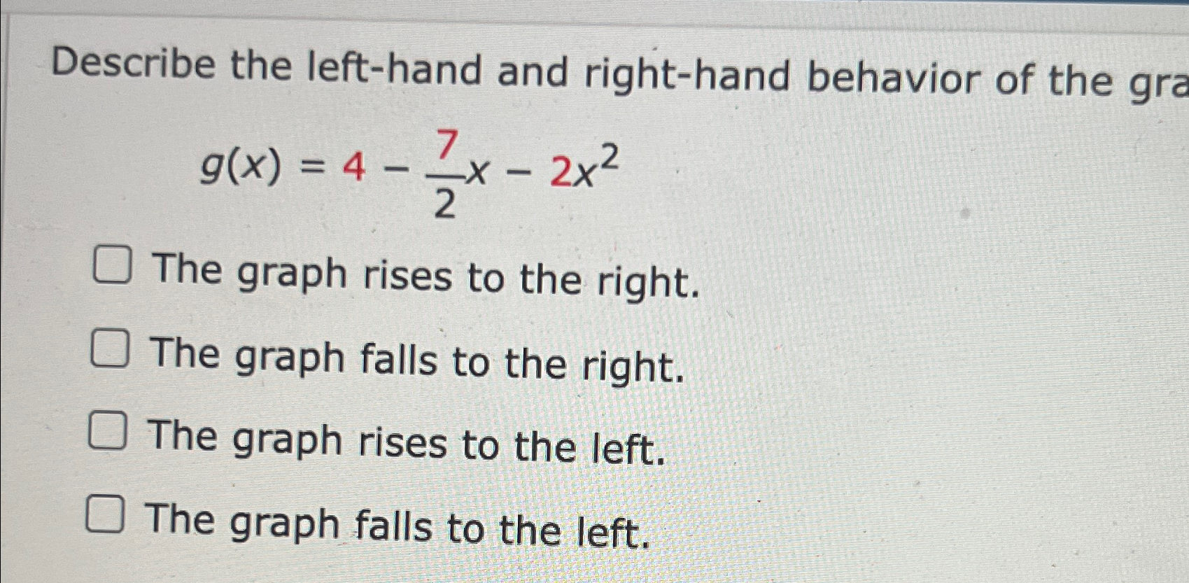 Solved Describe the left-hand and right-hand behavior of the | Chegg.com