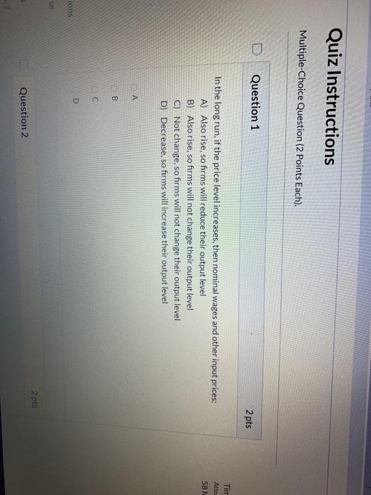 Solved Quiz Instructions Multiple-Choice Question (2 Points | Chegg.com
