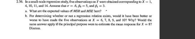 Solved 2.56. In a small-scale regression study, five | Chegg.com