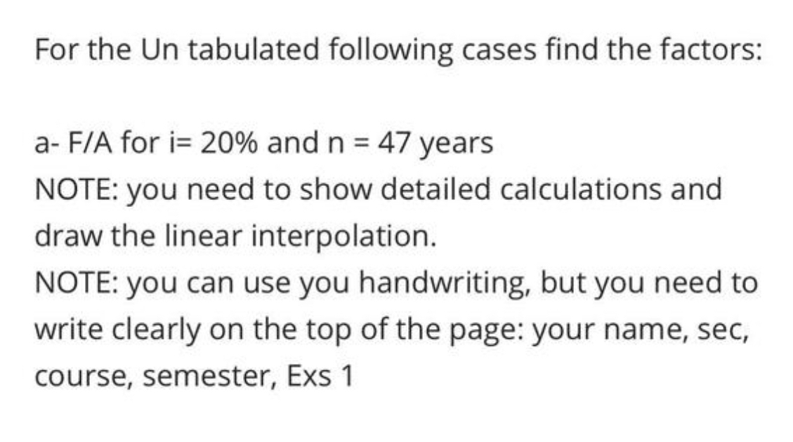 For the Un tabulated following cases find the | Chegg.com