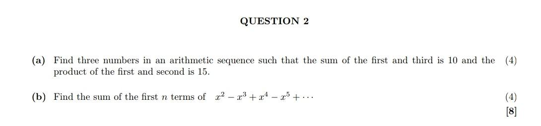 Solved (a) Find three numbers in an arithmetic sequence such | Chegg.com