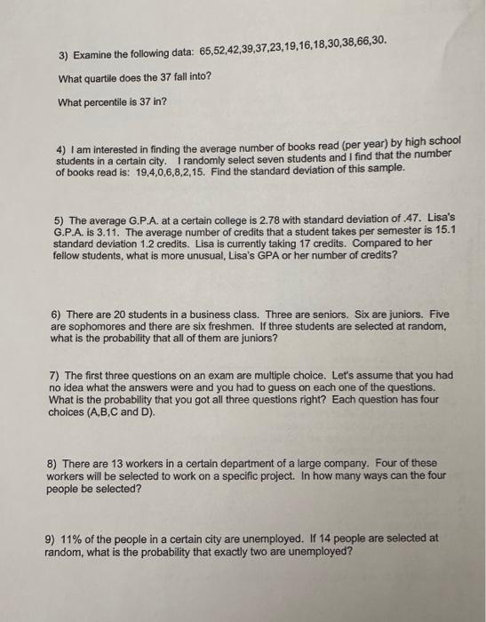 Solved 3) Examine the following data: | Chegg.com