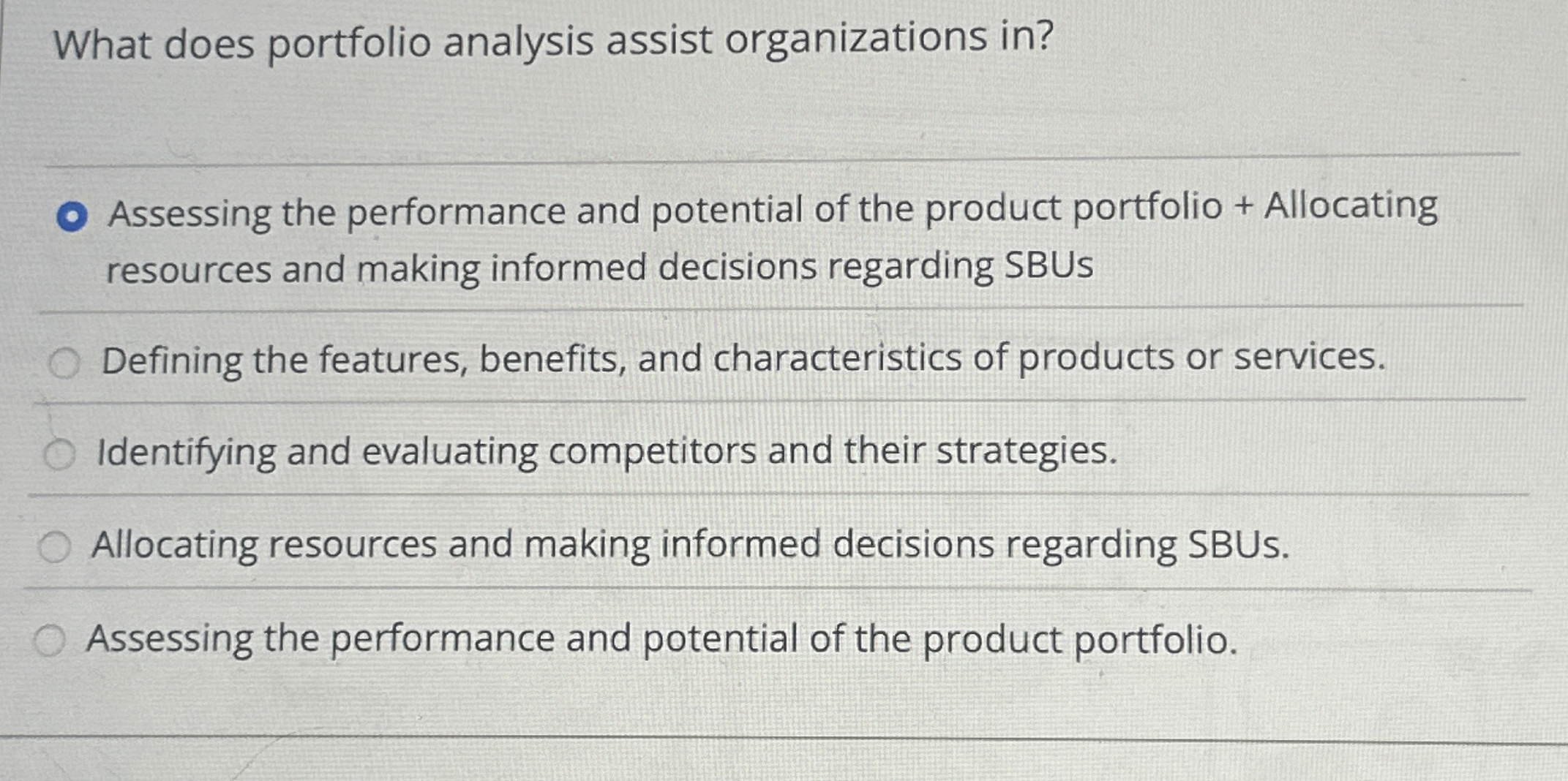 Solved What does portfolio analysis assist organizations | Chegg.com