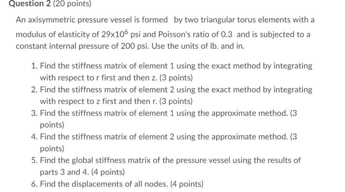 Solved Question 2 (20 points) An axisymmetric pressure | Chegg.com