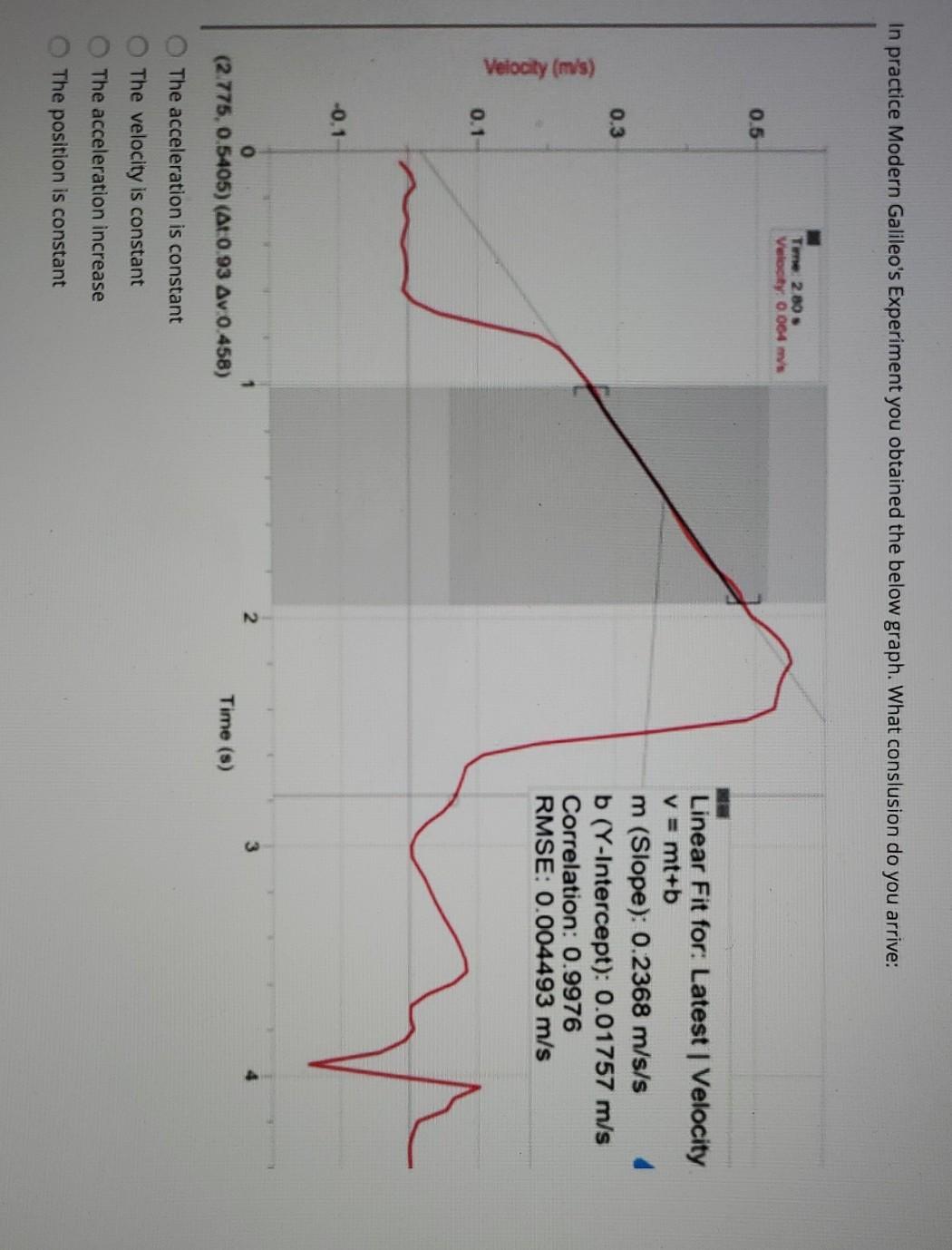 Solved In practice Modern Galileo's Experiment you obtained | Chegg.com