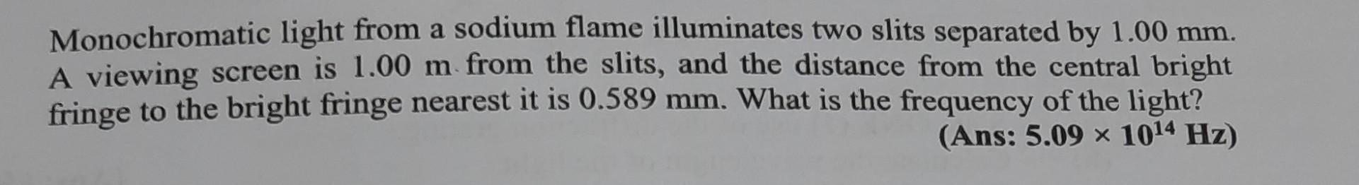 Solved Monochromatic light from a sodium flame illuminates | Chegg.com