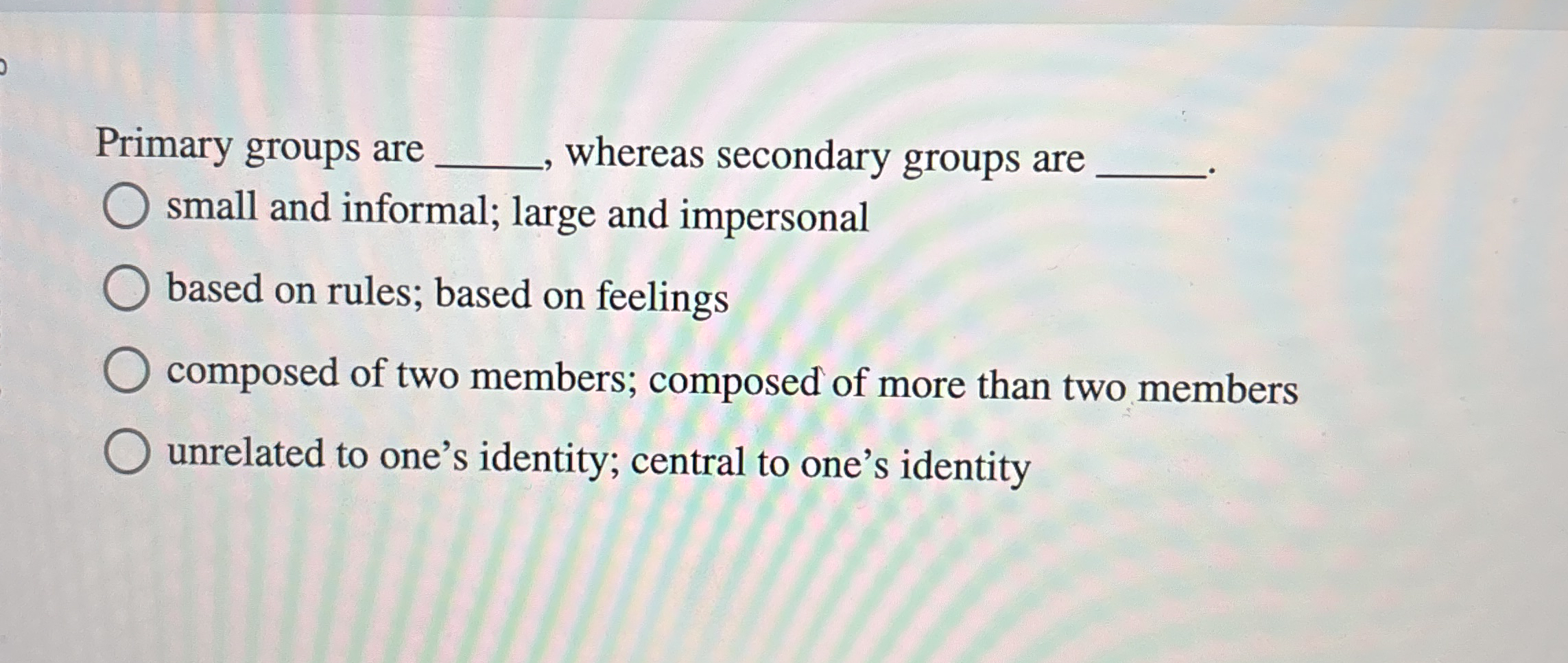 Solved Primary groups are q, ﻿whereas secondary groups | Chegg.com