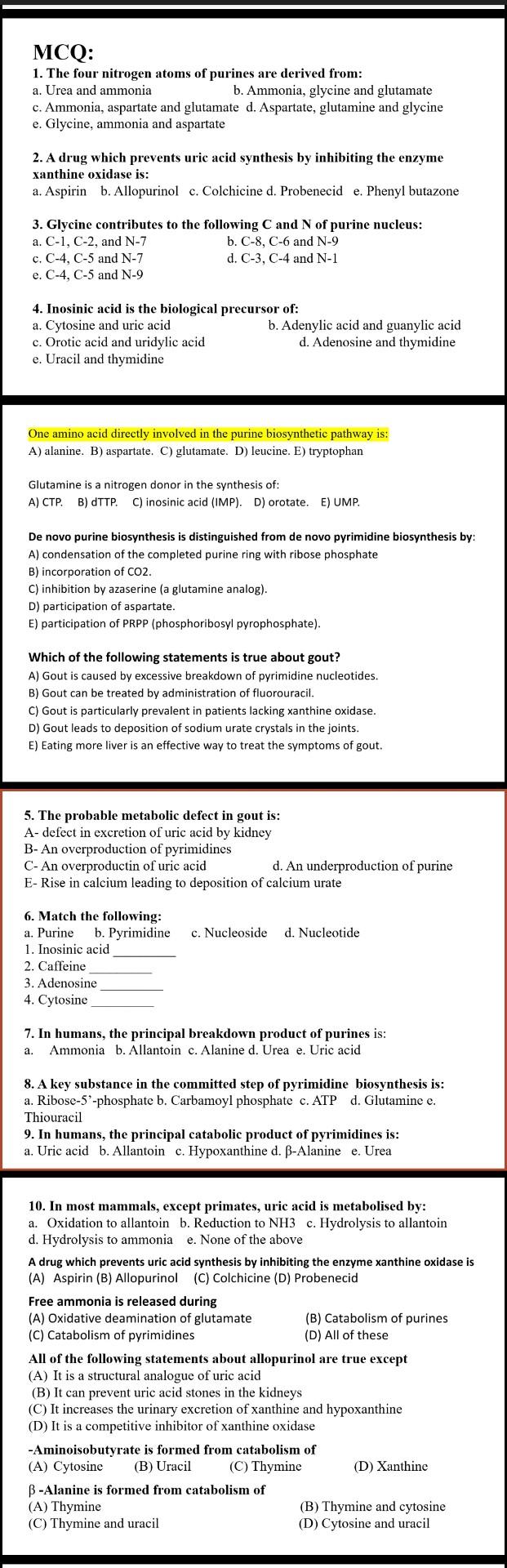 Solved MCQ: 1. The four nitrogen atoms of purines are | Chegg.com