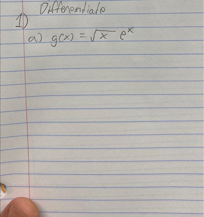 Solved Differentiato g(x)=xex | Chegg.com