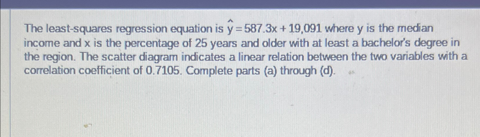 Solved The least-squares regression equation is | Chegg.com