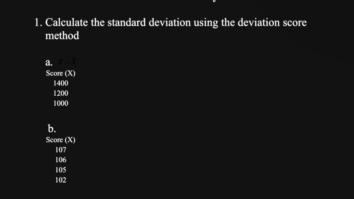 Calculate The Standard Deviation Using The Deviation