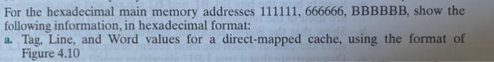 Solved For The Hexadecimal Main Memory Addresses 
