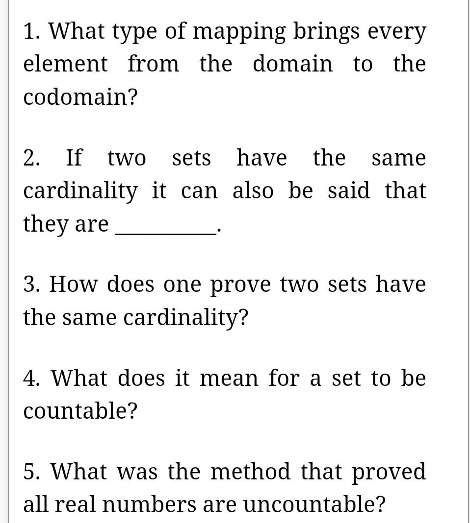 Solved 1. What type of mapping brings every element from the | Chegg.com