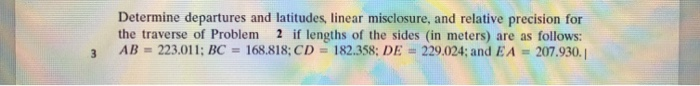 Determine departures and latitudes, linear | Chegg.com
