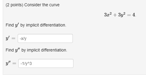 Solved (2 points) Consider the curve given by the equation | Chegg.com