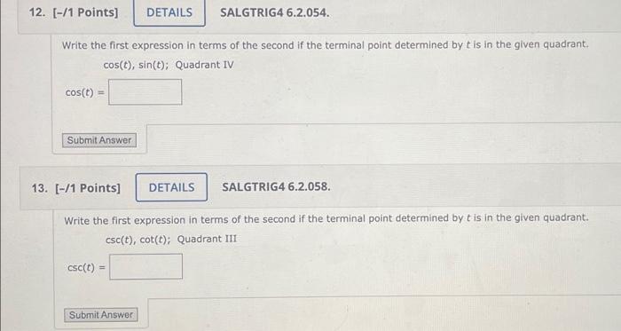 Solved Write the first expression in terms of the second if | Chegg.com