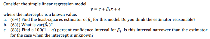 Solved Consider the simple linear regression | Chegg.com