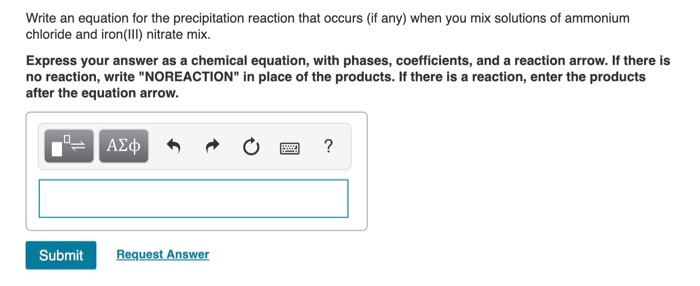 Solved Write an equation for the precipitation reaction that | Chegg.com