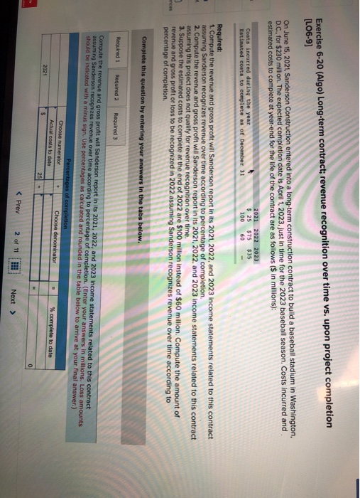 Solved Exercise 6-20 (Algo) Long-term contract; revenue | Chegg.com