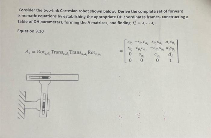 Solved Consider the two-link Cartesian robot shown below. | Chegg.com