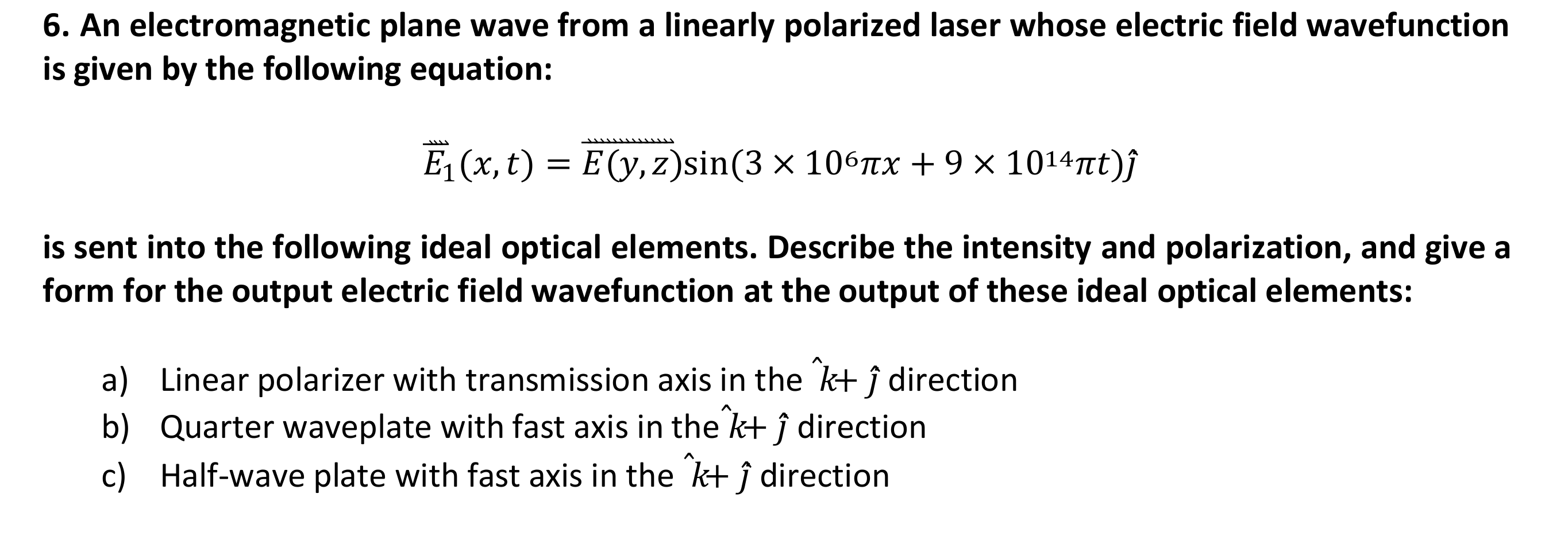 Solved An electromagnetic plane wave from a linearly | Chegg.com