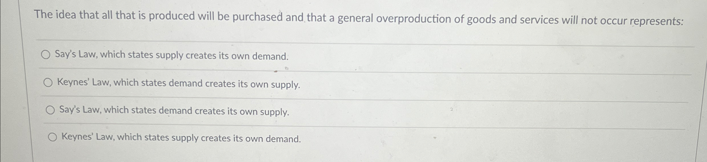Solved The idea that all that is produced will be purchased | Chegg.com