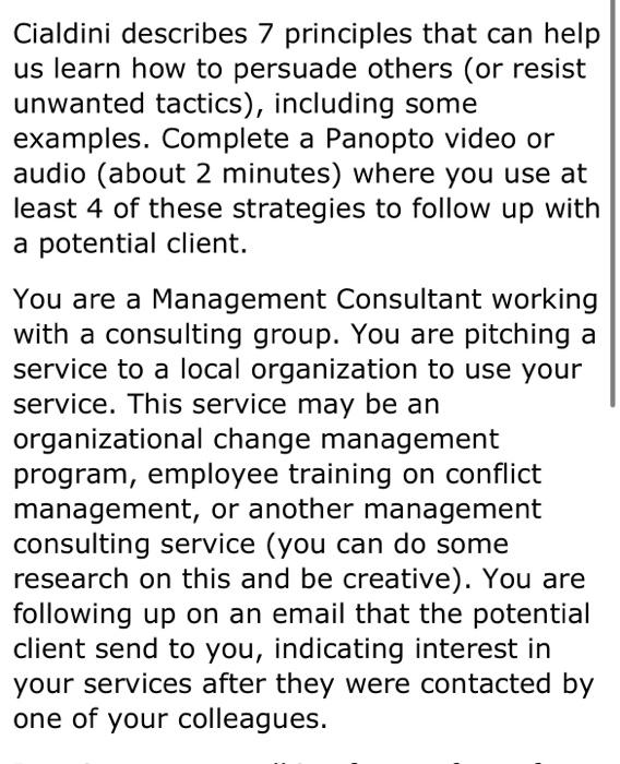 Solved Cialdini describes 7 principles that can help us | Chegg.com