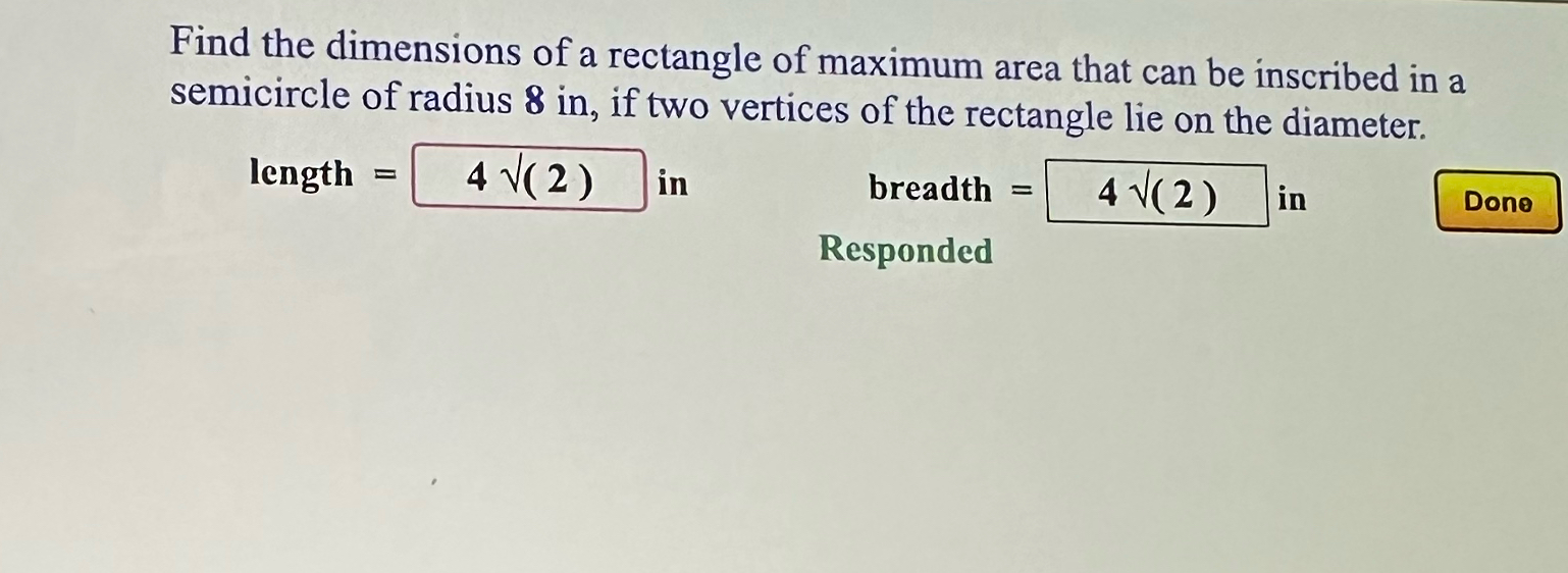 Solved Find the dimensions of a rectangle of maximum area | Chegg.com