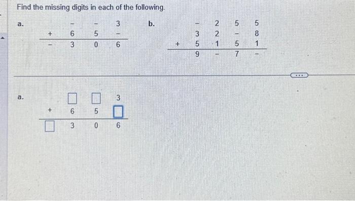 Solved Find the missing digits in each of the following. 3 | Chegg.com