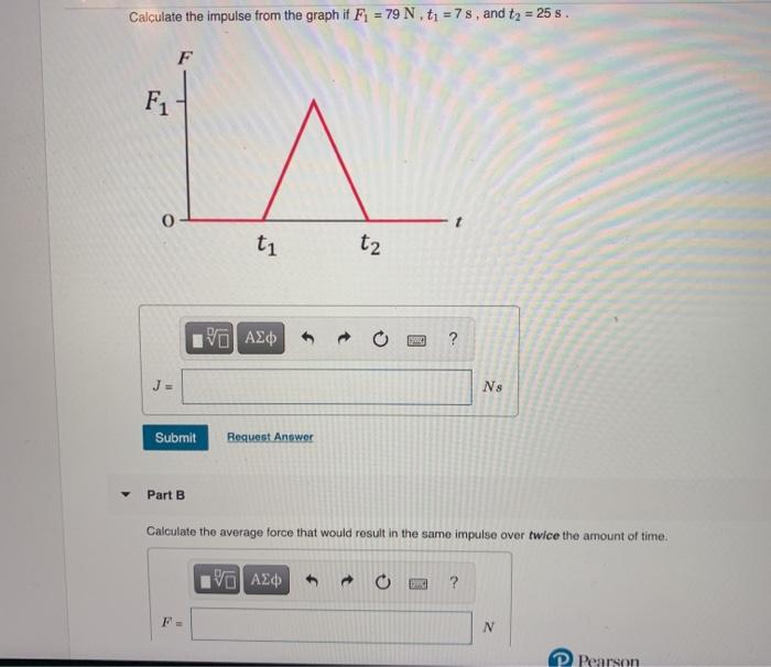 Solved Calculate the impulse from the graph if F1 = 79 N . t | Chegg.com