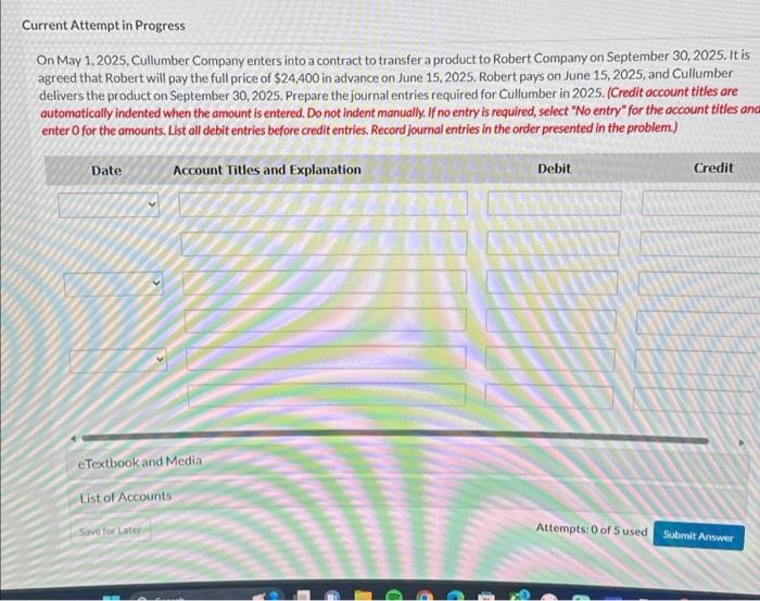 Solved On May 1,2025. Cullumber Company enters into a | Chegg.com