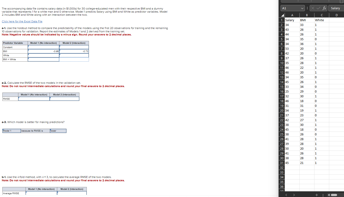 The accompanying data file contains salary data (in | Chegg.com