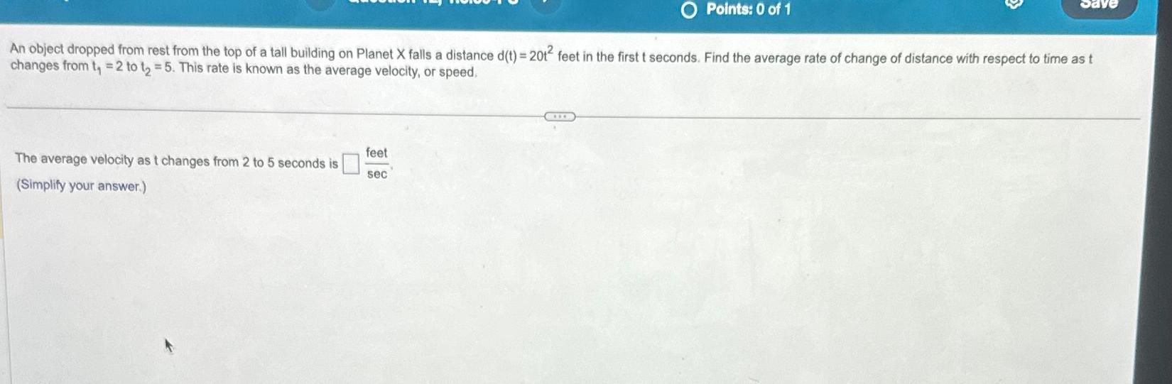 Solved Points: 0 ﻿of 1An object dropped from rest from the | Chegg.com