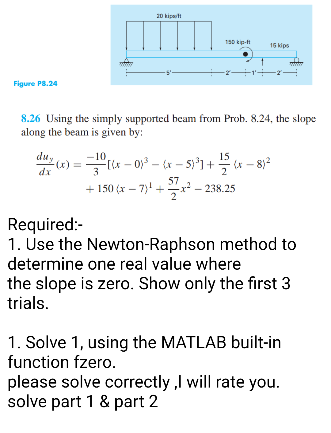 Solved 20 kips/ft 150 kip-ft 15 kips 5' 12— Figure P8.24 | Chegg.com