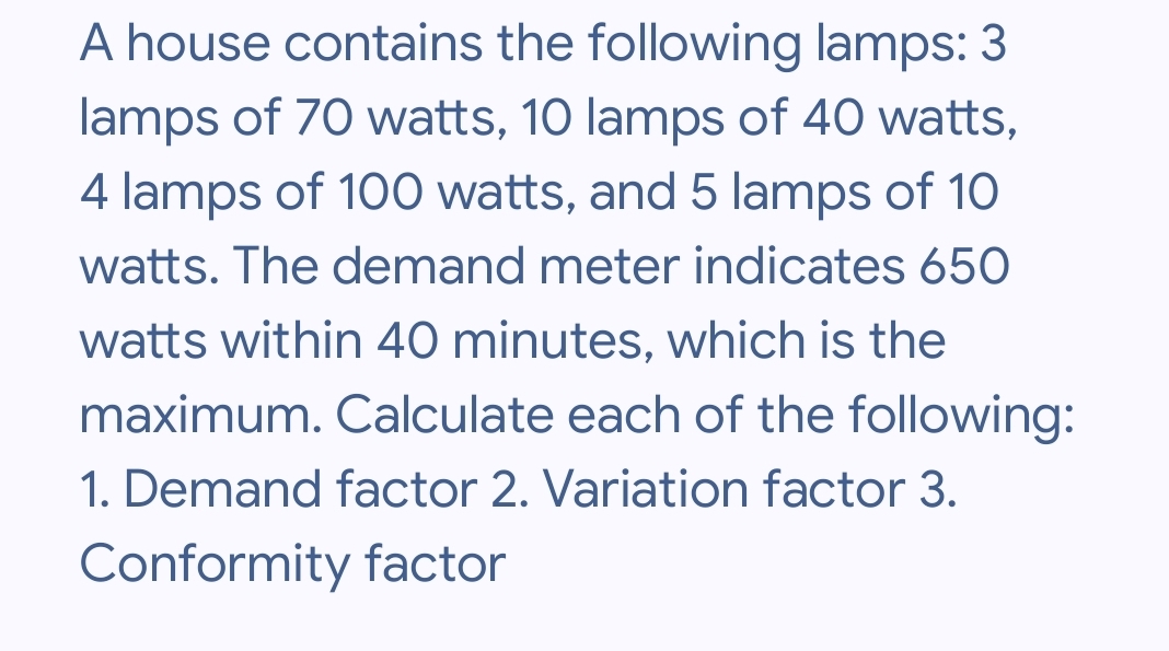 Solved A house contains the following lamps: 3 ﻿lamps of 70 | Chegg.com