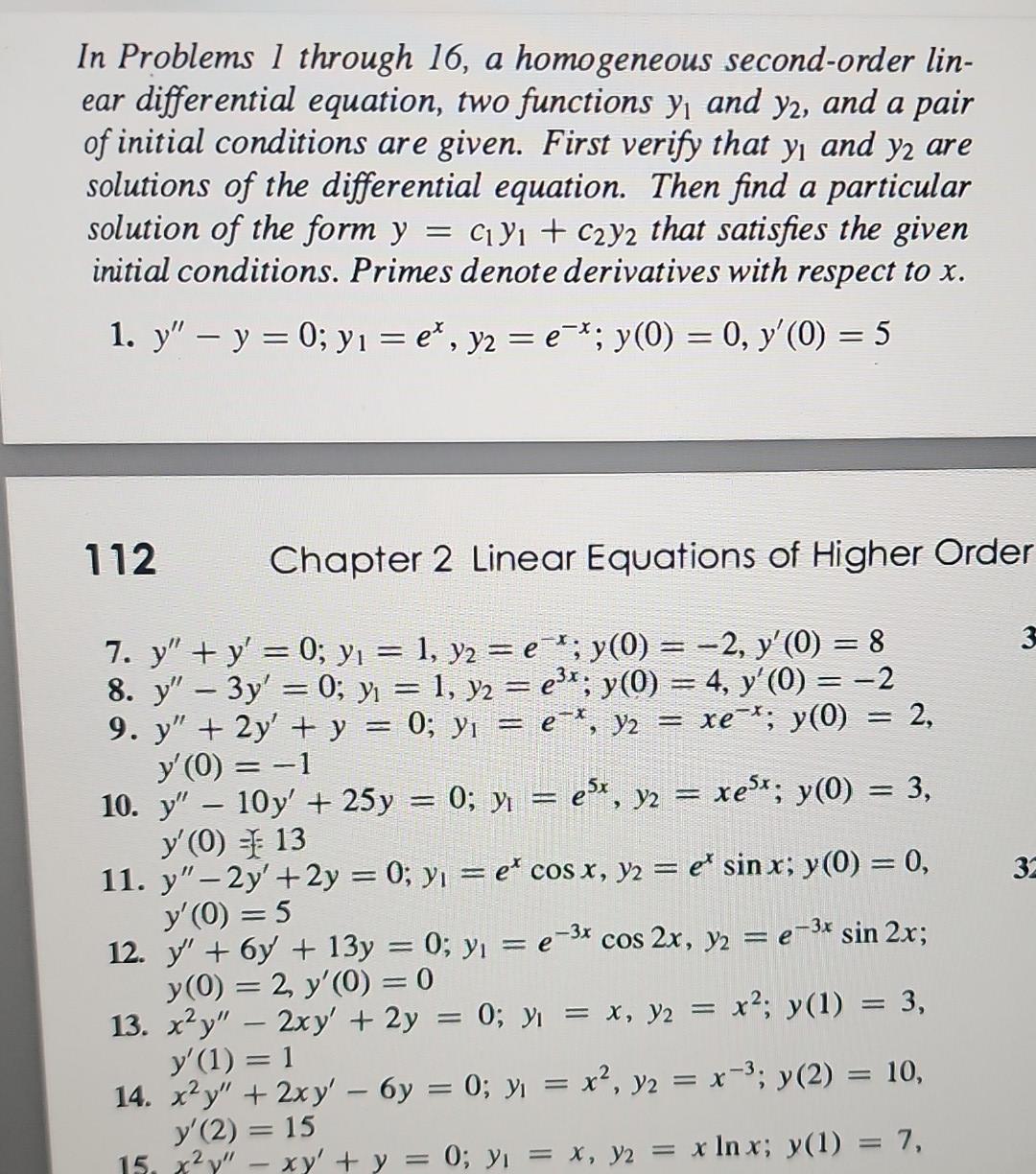 Solved In Problems 1 through 16, a homogeneous second-order | Chegg.com