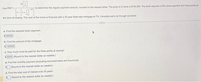 Solved Use PMT =[1−(1+nr)−n−1]P(nr) to determine the regular | Chegg.com