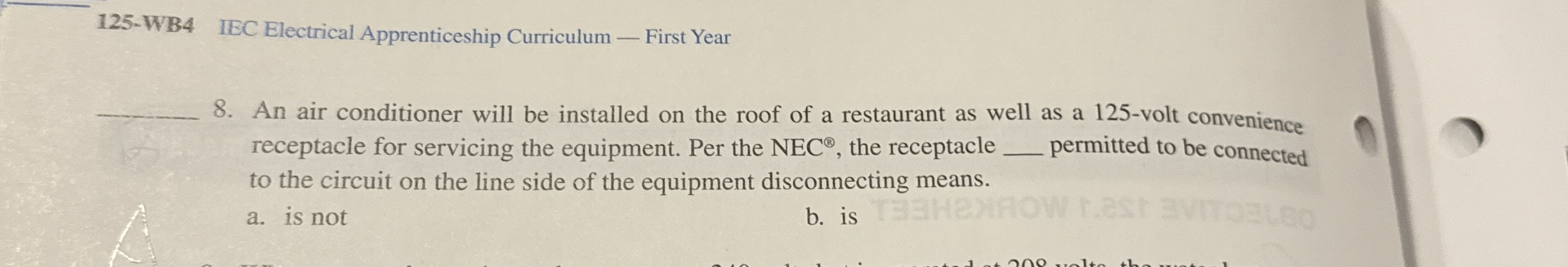 [Solved]: 125-WB4 IEC Electrical Apprenticeship Curriculum