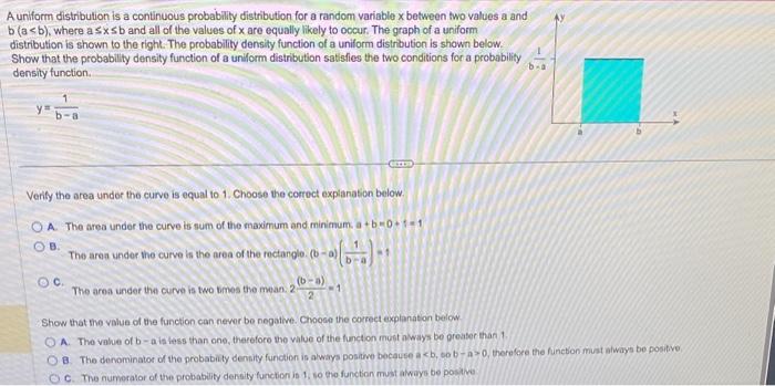 [Solved]: Chapter 5 Review A uniform distribution is a conti