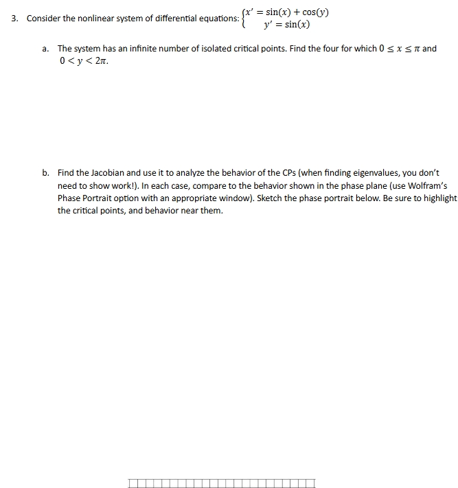 Solved Consider the nonlinear system of ﻿differential | Chegg.com