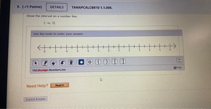 Solved Show the Interval on a number line. (−∞,3] Use the | Chegg.com