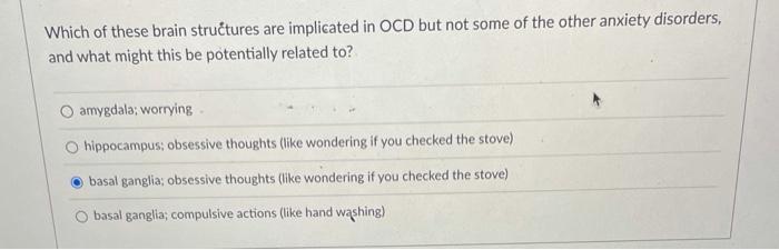 Solved Which of these brain structtures are implicated in | Chegg.com