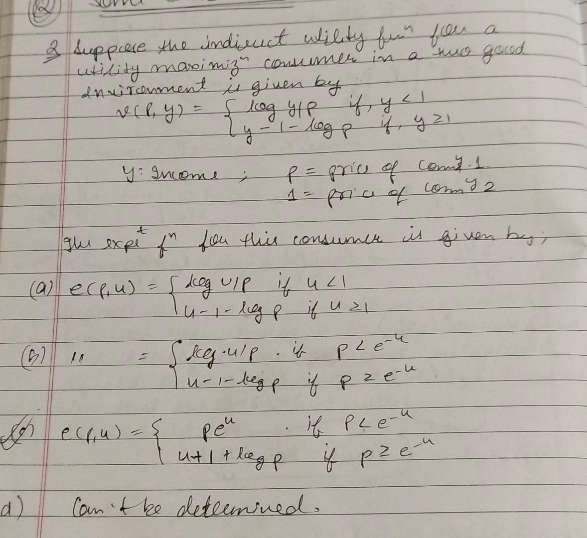 Solved & Suppere the indicuct wility for fou a utility | Chegg.com