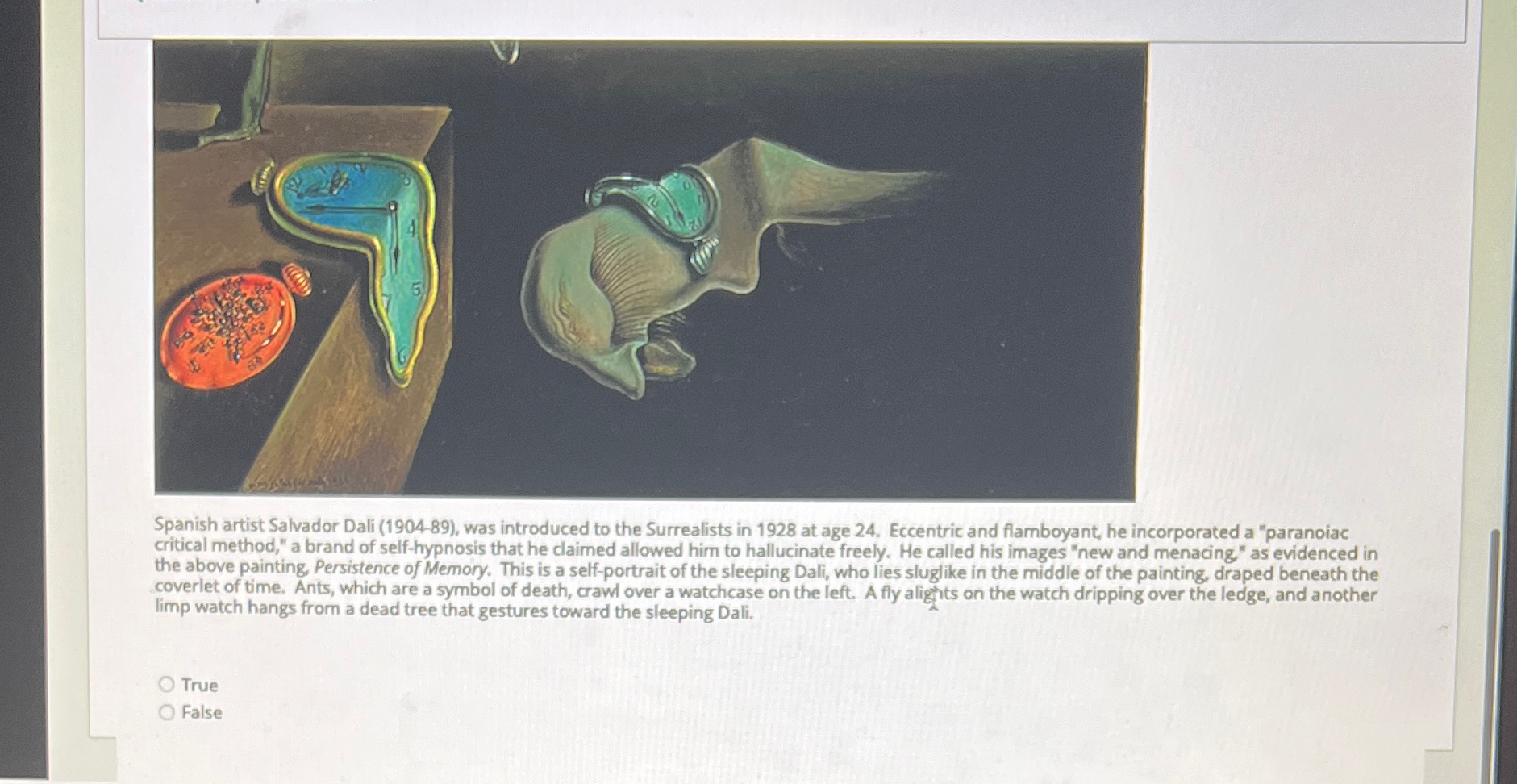 Solved Spanish artist Salvador Dali (1904-89), ﻿was | Chegg.com