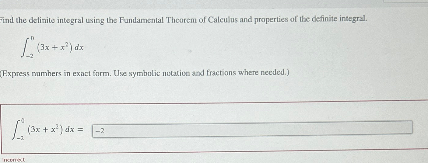 Solved Find the definite integral using the Fundamental | Chegg.com