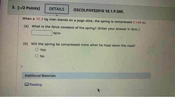 Solved 3. [-12 Points) DETAILS OSCOLPHYS2016 16.1.P.005. | Chegg.com Solved 3. [-12 Points) DETAILS OSCOLPHYS2016 16.1.P.005. | Chegg.com