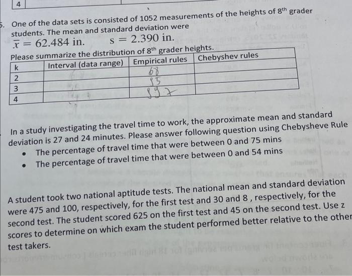 Solved One of the data sets is consisted of 1052 | Chegg.com