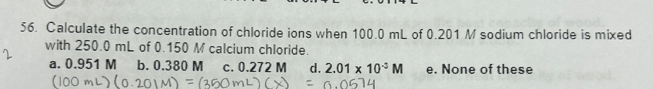 Solved Calculate the concentration of chloride ions when | Chegg.com
