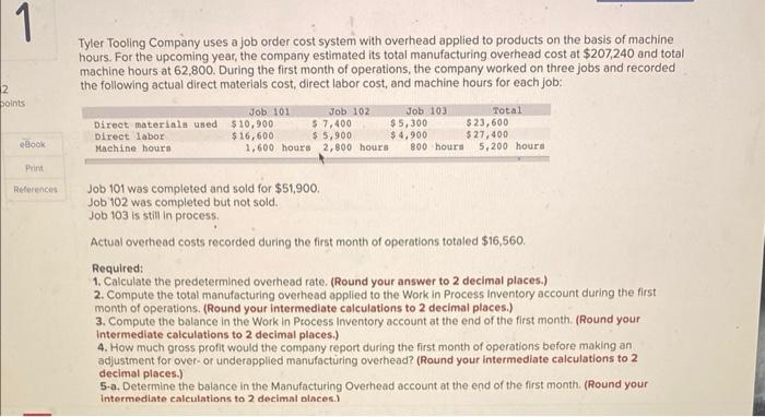Solved 1 2 points eBook Print References Tyler Tooling | Chegg.com