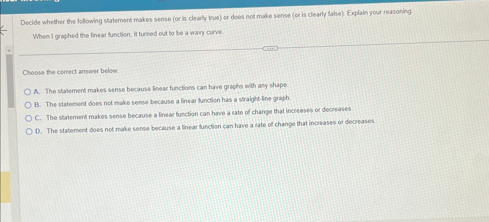 Solved Decide whether the following statement makes sense | Chegg.com